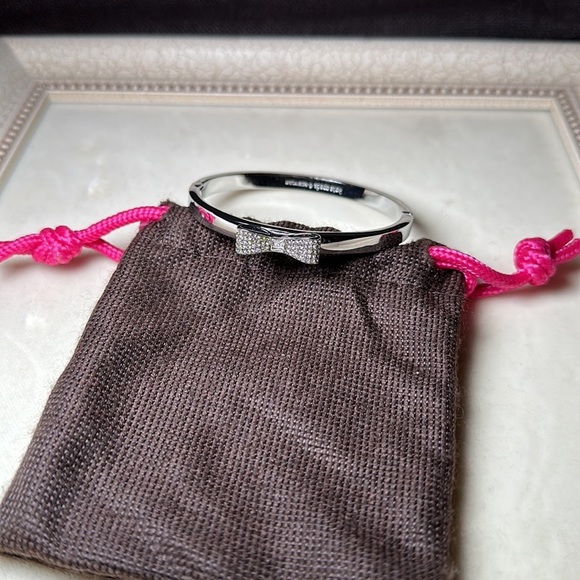kate spade | Jewelry | Kate Spade Silver Crystal Bow Bangle | Poshmark